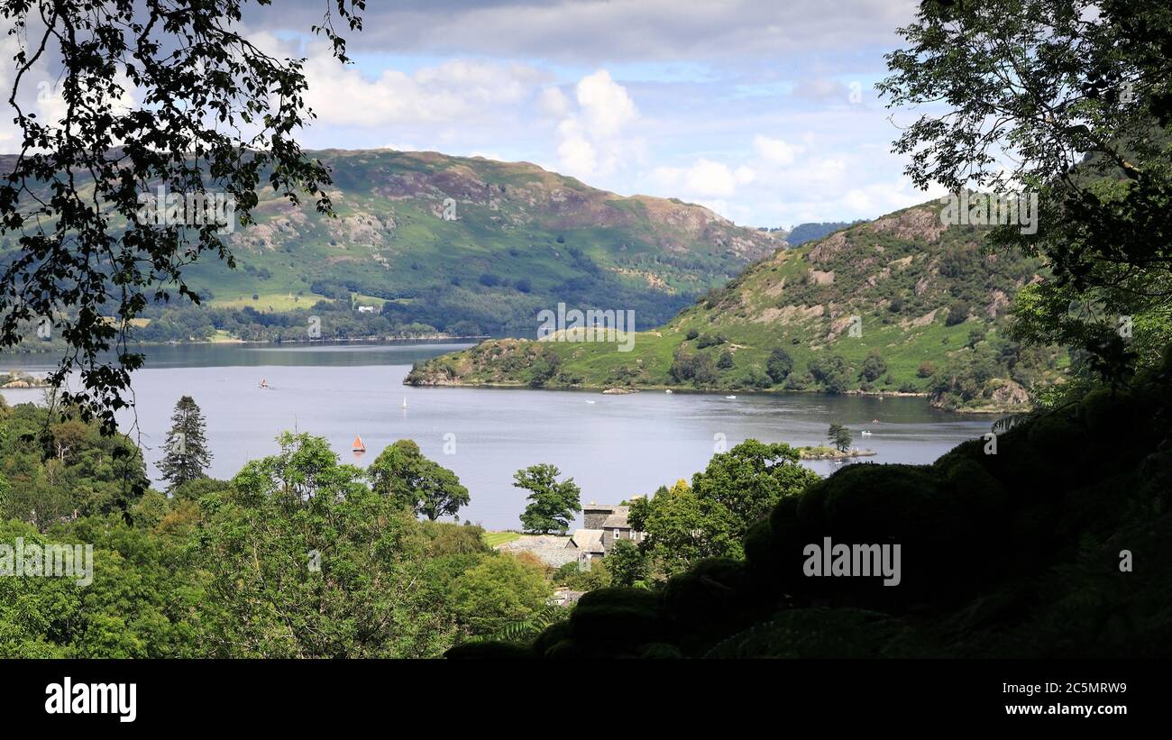 Ullswater Lake. A view across Ullswater lake in the English Lake ...