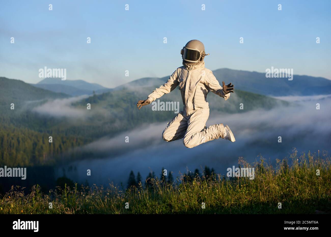 Jumping Astronaut In Space
