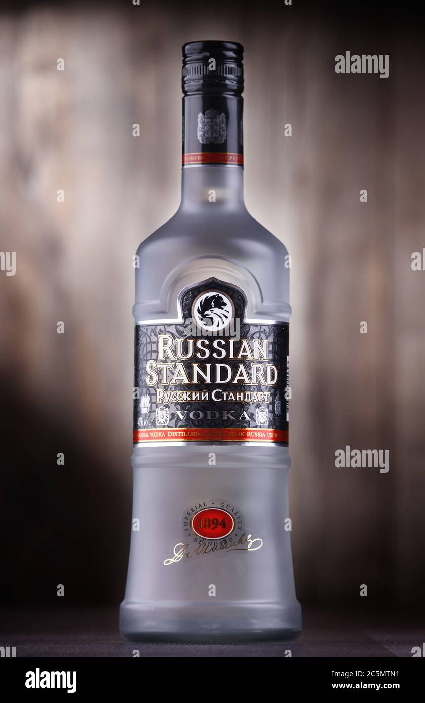 POZNAN, POL - JUN 26, 2020: Bottle of Russian Standard Vodka, the world ...