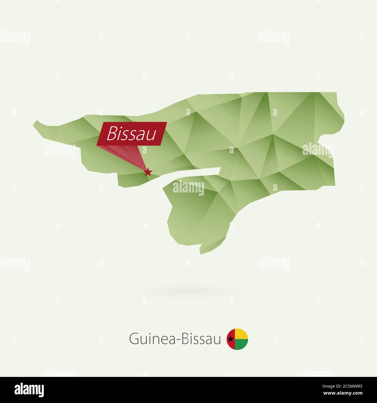 Green gradient low poly map of Guinea-Bissau with capital Bissau Stock Vector Image & Art - Alamy