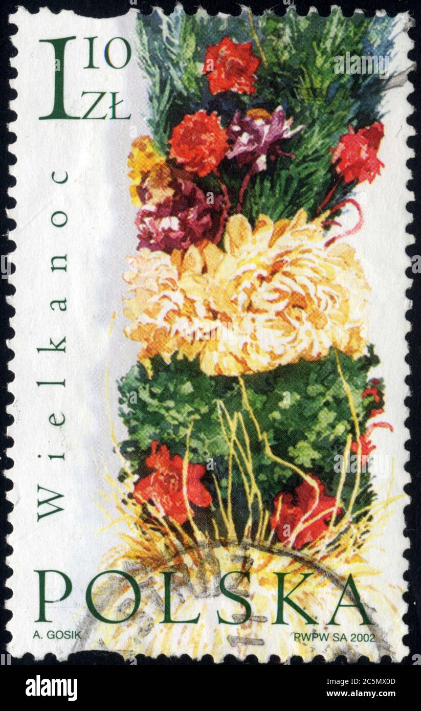 Timbre oblitéré. Wielkanoc. Polska. 1,10 zl. Fleurs. 2002 Stock Photo - Alamy