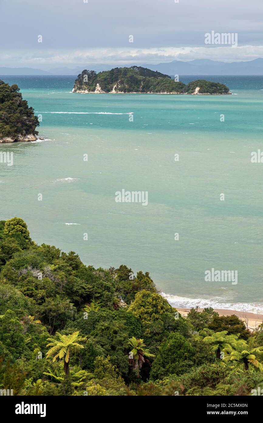 Coquille Bay and Fisherman Island from the Abel Tasman Coast Track ...