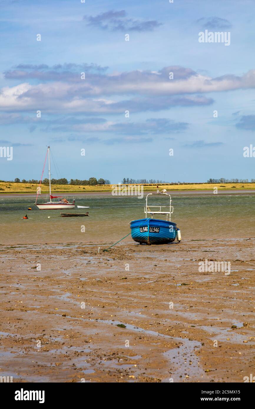 Views of Harty Ferry at low tide on a blustery summers day, near ...