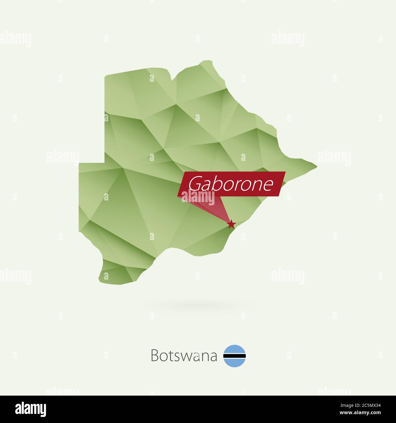 Green gradient low poly map of Botswana with capital Gaborone Stock Vector Image & Art - Alamy