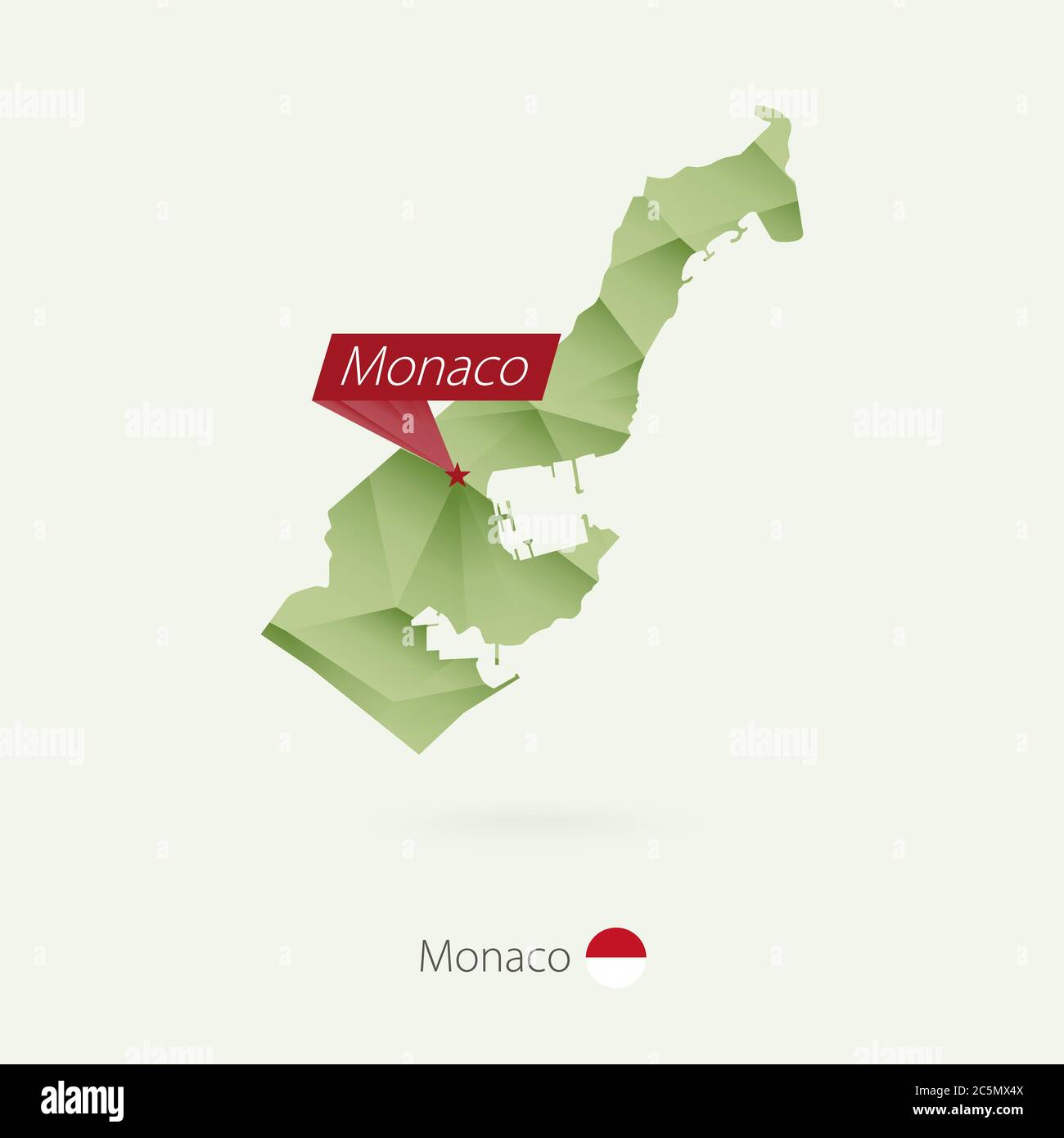 Green gradient low poly map of Monaco with capital Monaco Stock Vector ...
