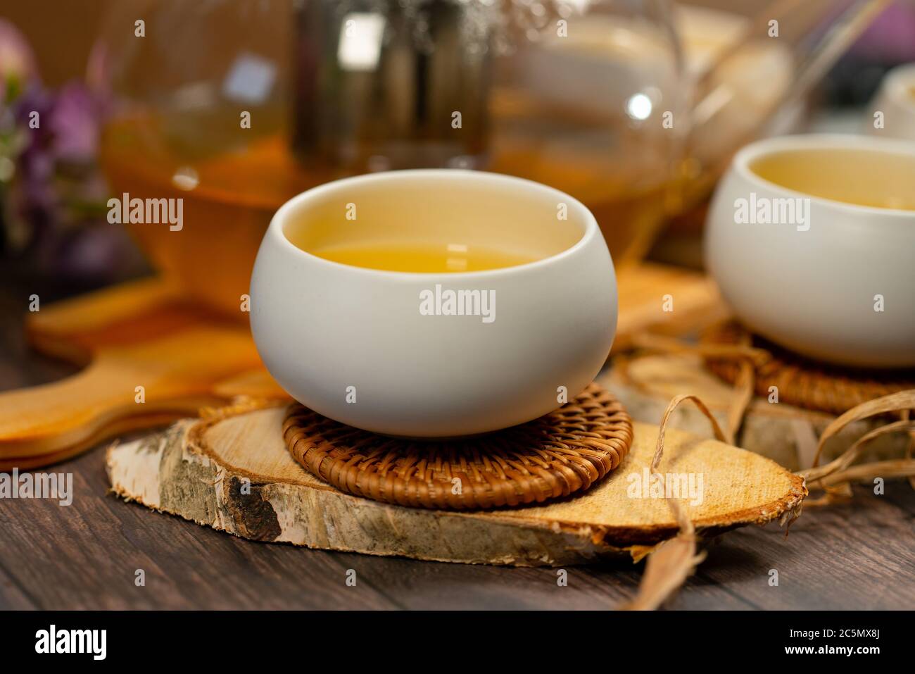 Pretty japanese tea white ceramic set Stock Photo - Alamy