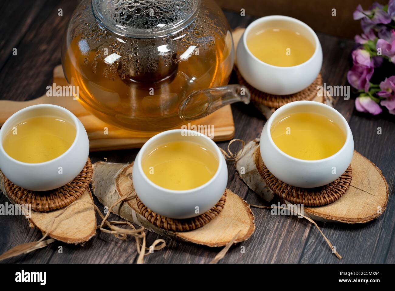 Pretty japanese tea white ceramic set Stock Photo - Alamy