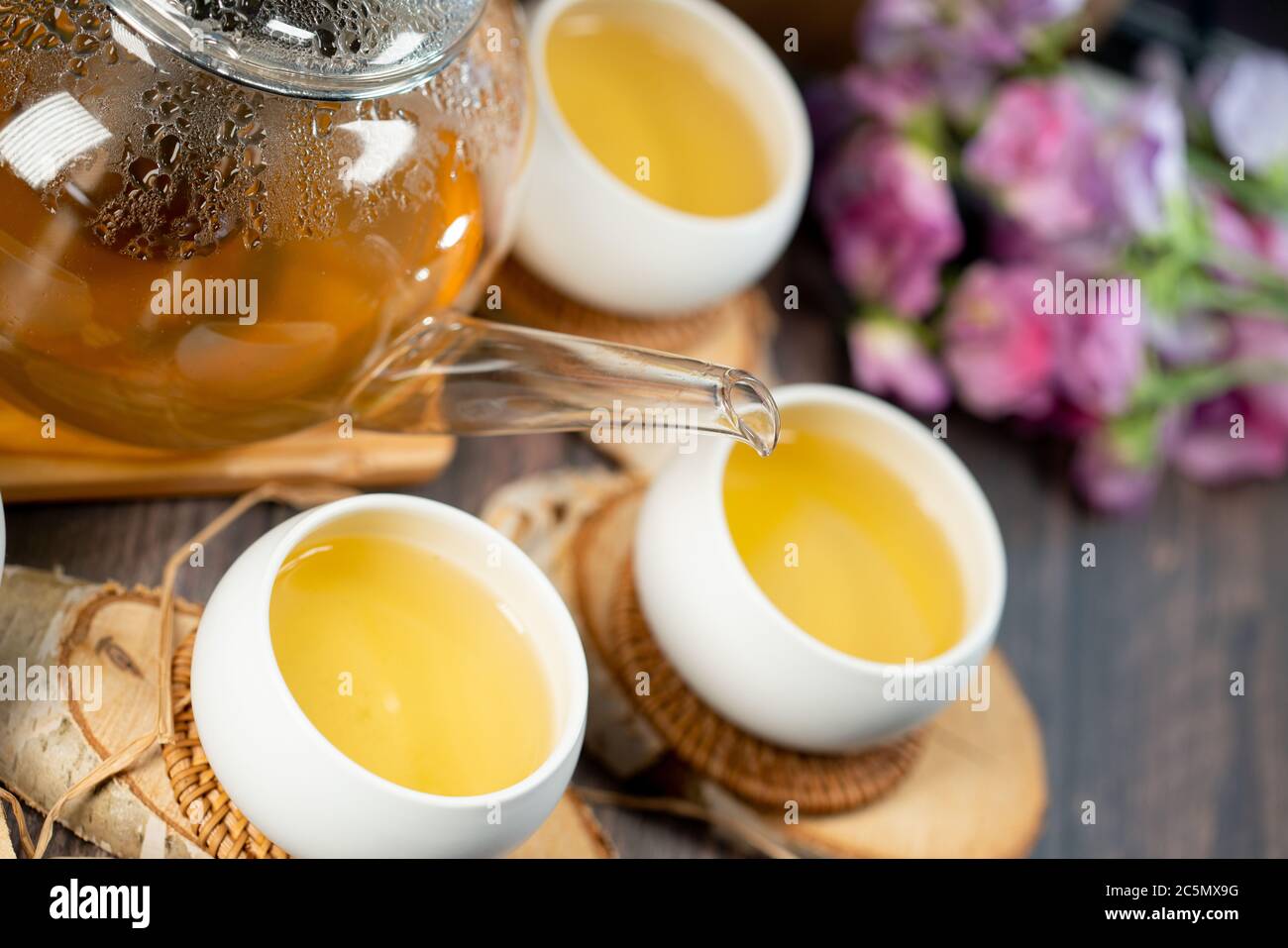Pretty japanese tea white ceramic set Stock Photo - Alamy