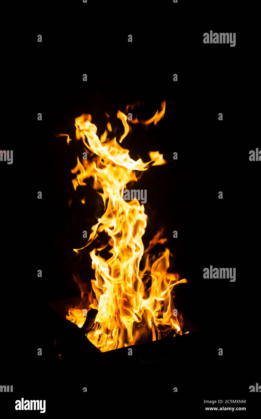 Danger fire on a dark background. Background from fire. Fire pattern ...