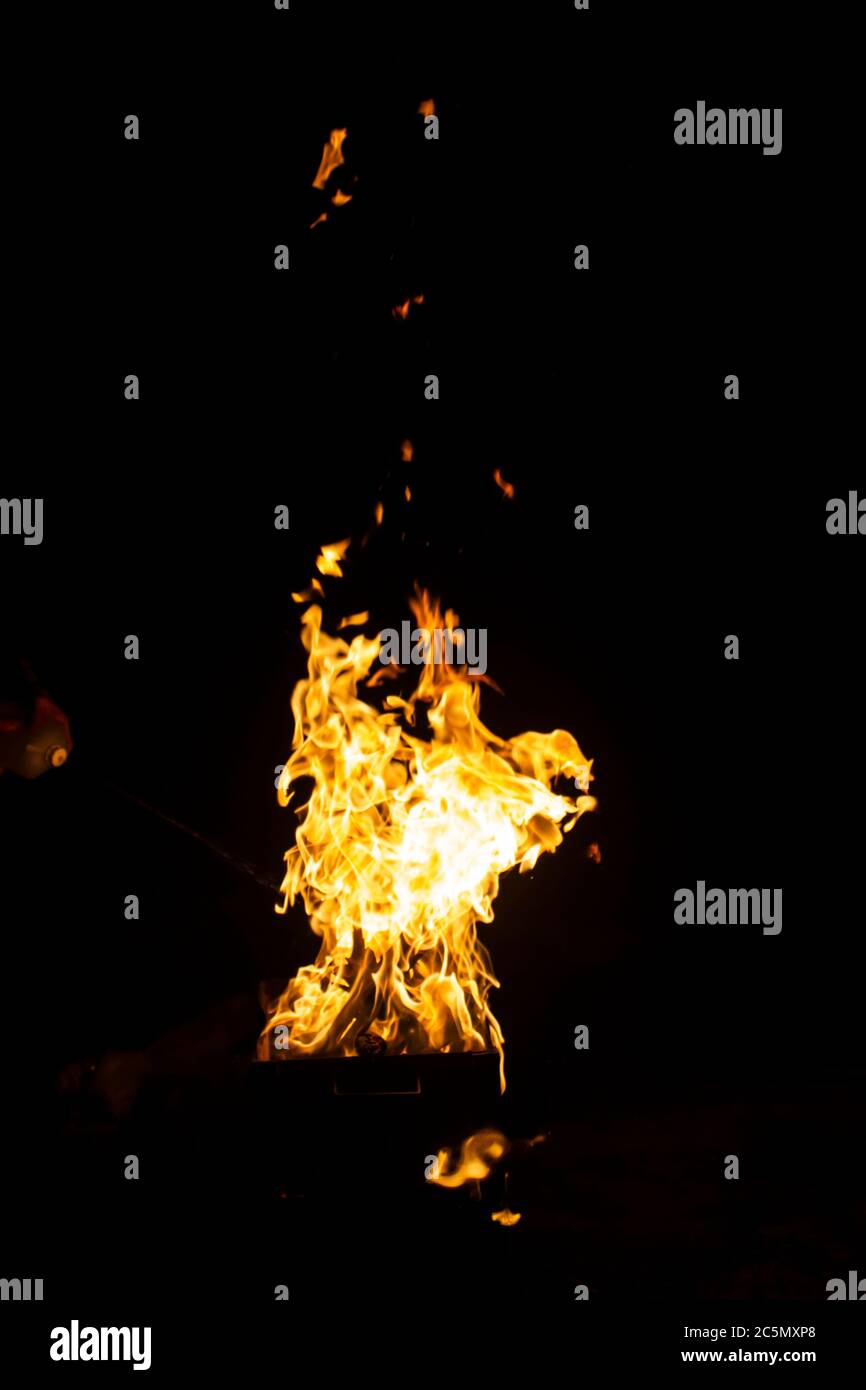 Danger fire on a dark background. Background from fire. Fire pattern ...