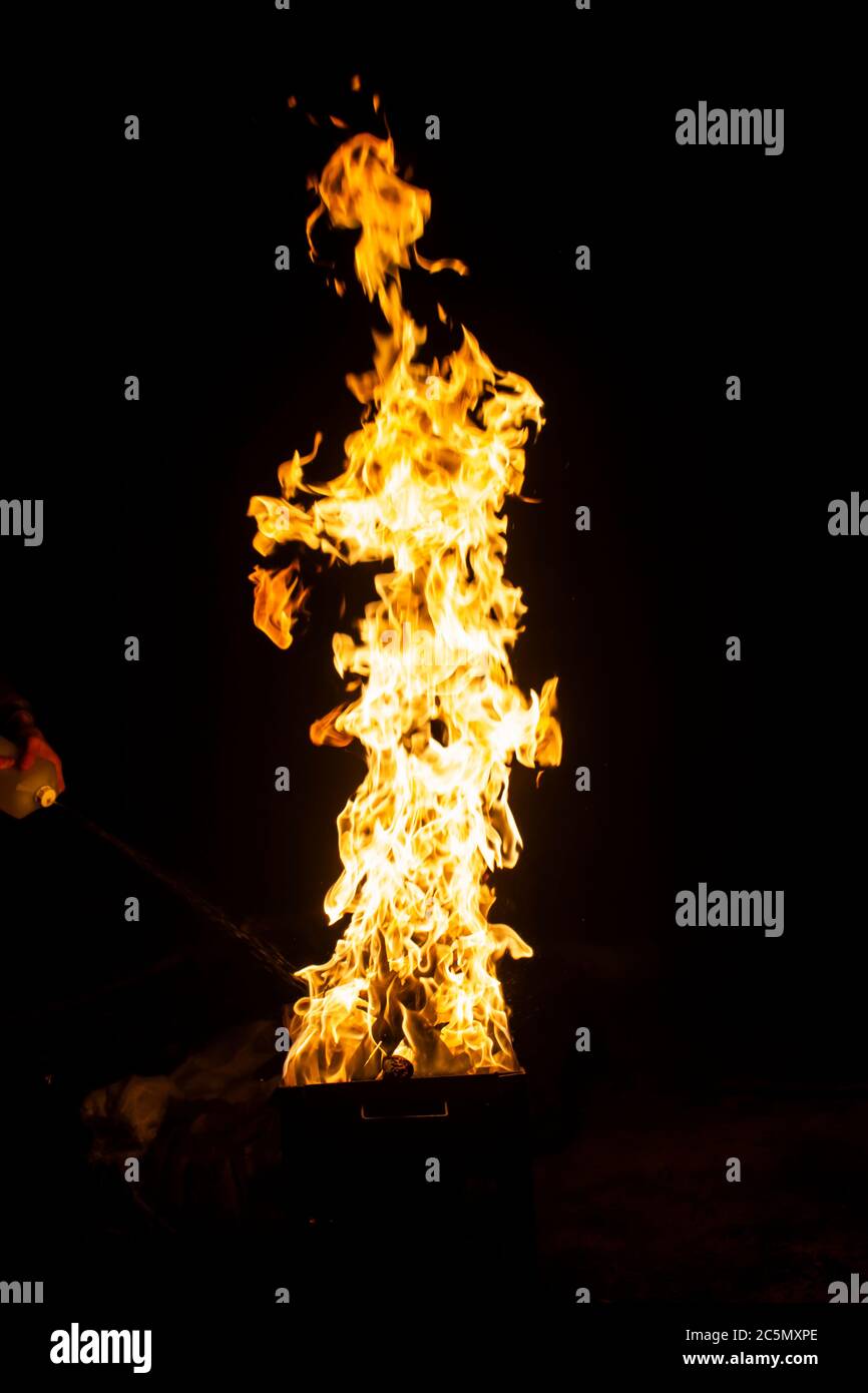Danger fire on a dark background. Background from fire. Fire pattern ...