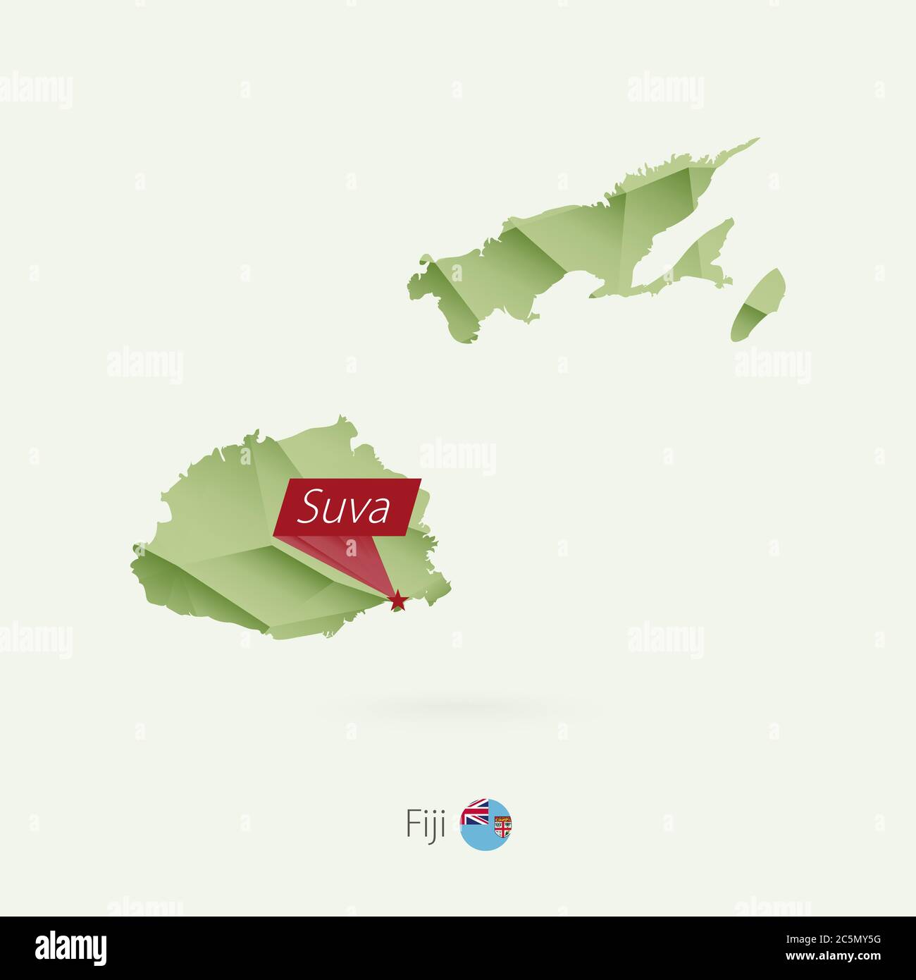 Green gradient low poly map of Fiji with capital Suva Stock Vector ...