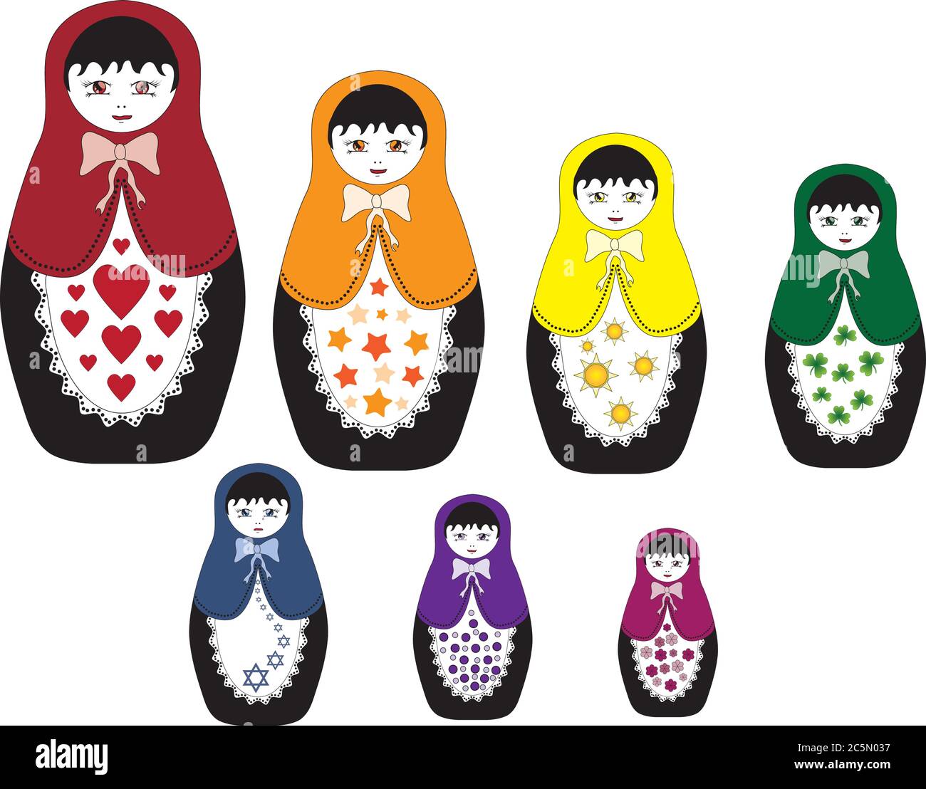 Rainbow series of babushka / matryoshka dolls Stock Vector Image & Art ...