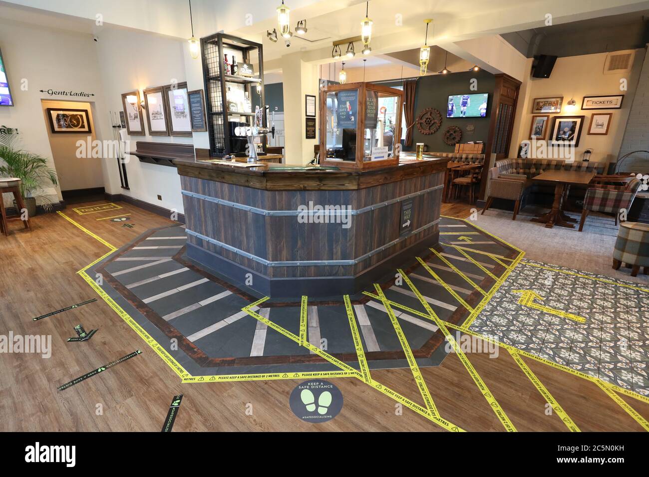 Social distancing measure in place at The Rocket pub, Rainhill ...