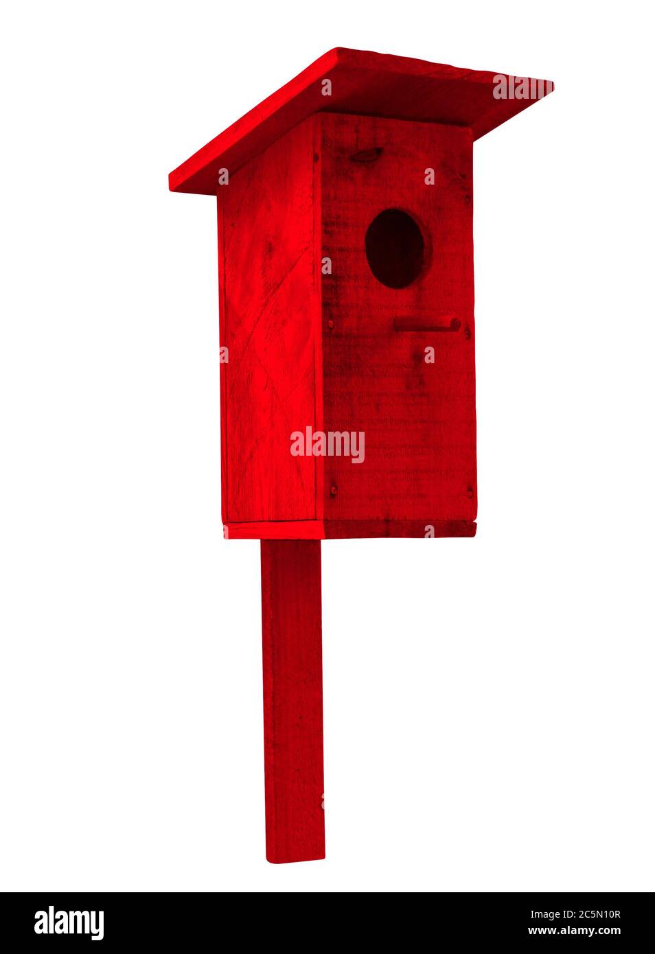 Red bird house isolated on white with Clipping Path Stock Photo - Alamy