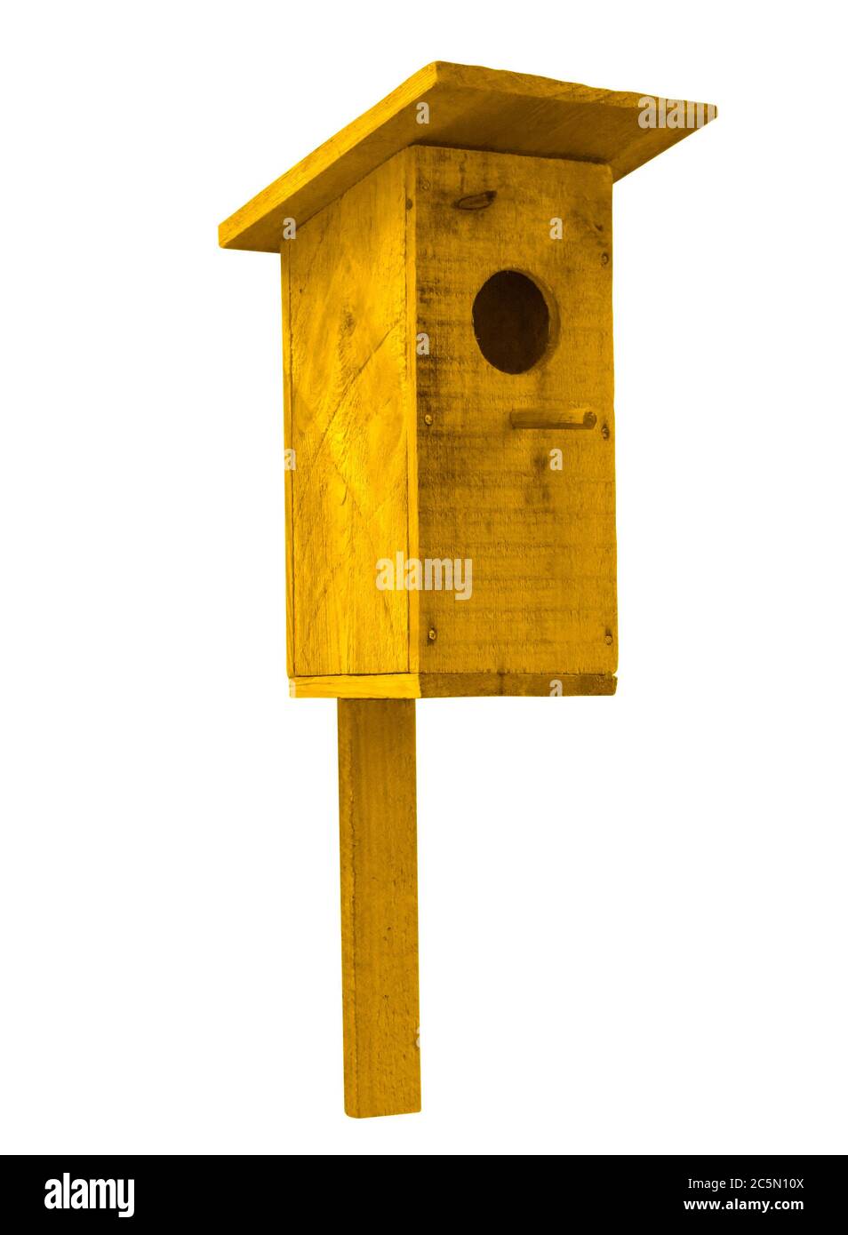 Yellow bird house isolated on white with Clipping Path Stock Photo - Alamy