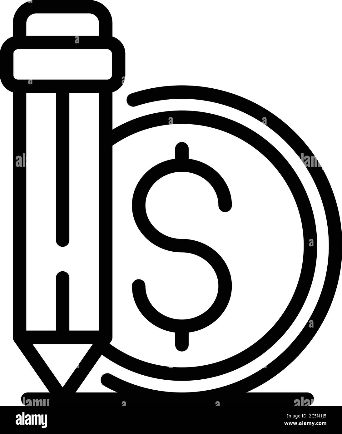 Pencil money coin icon, outline style Stock Vector Image & Art - Alamy