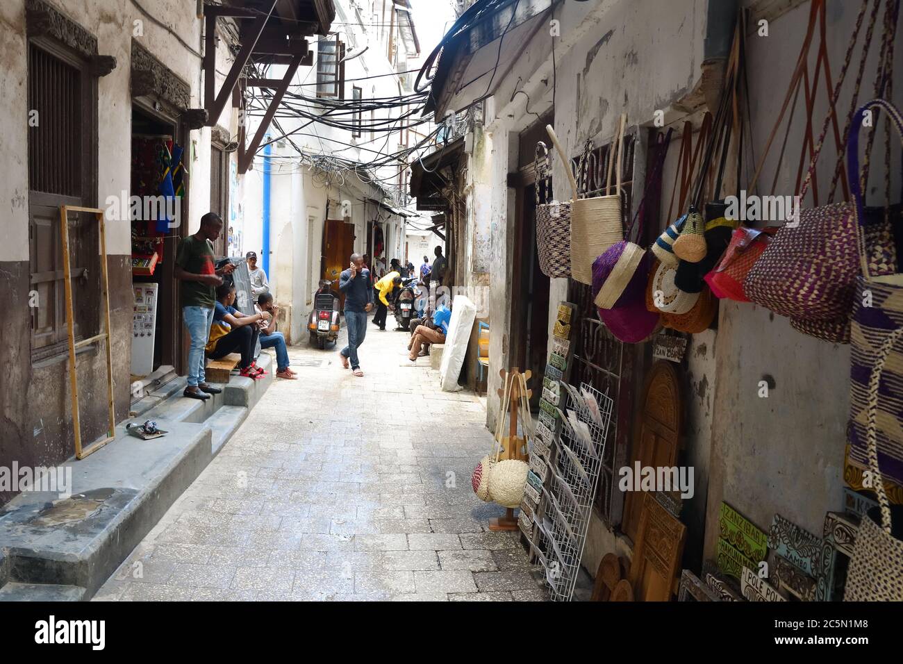 Stone Town, Zanzibar - October 7, 2019: Street of Stone Town on sunny ...
