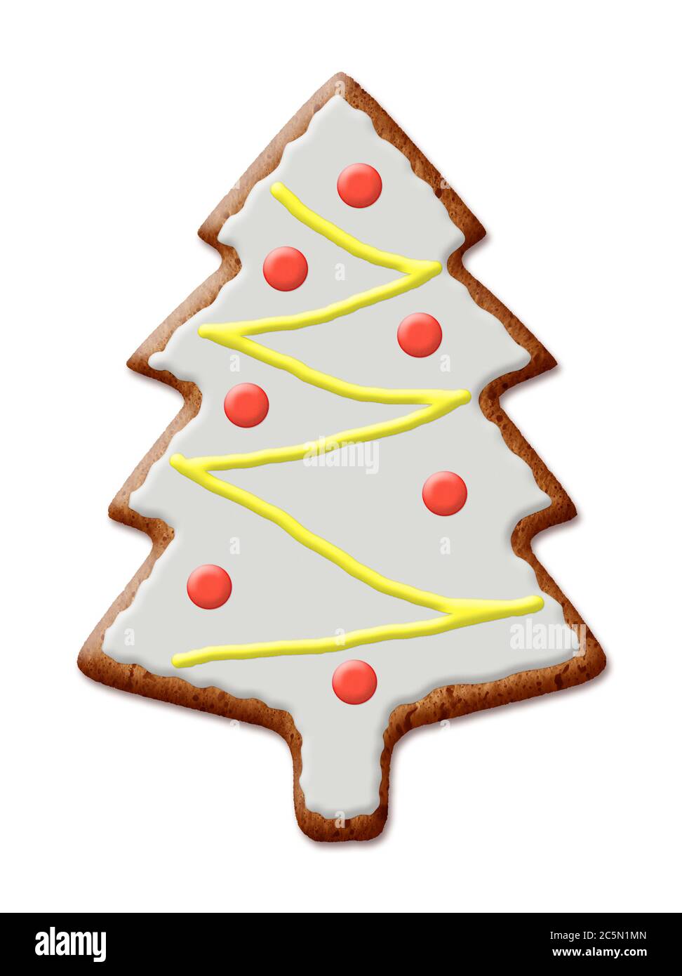 Christmas Fir Tree Cookies with shadow over white background Stock ...