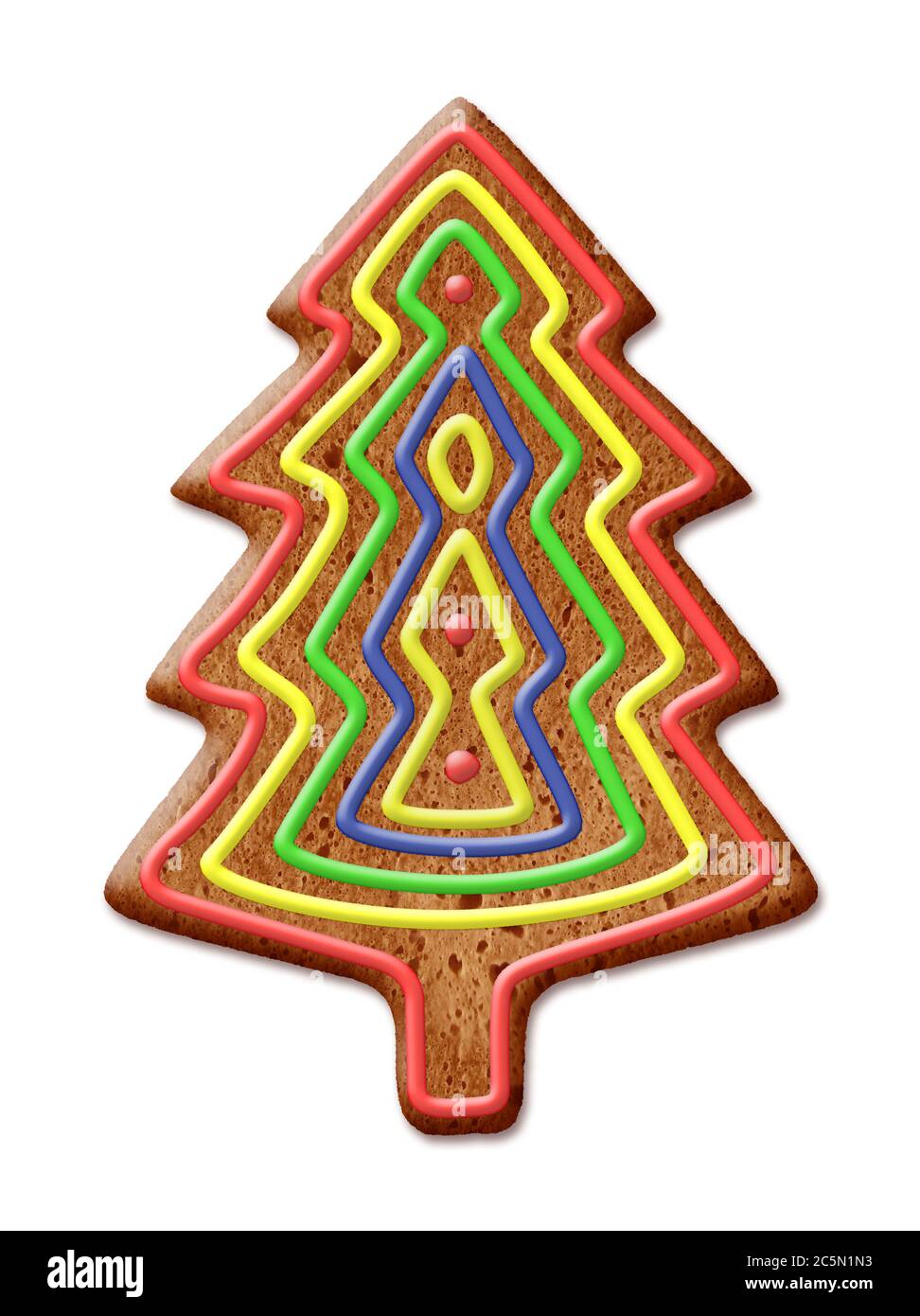 Christmas Fir Tree Cookies with shadow over white background Stock ...