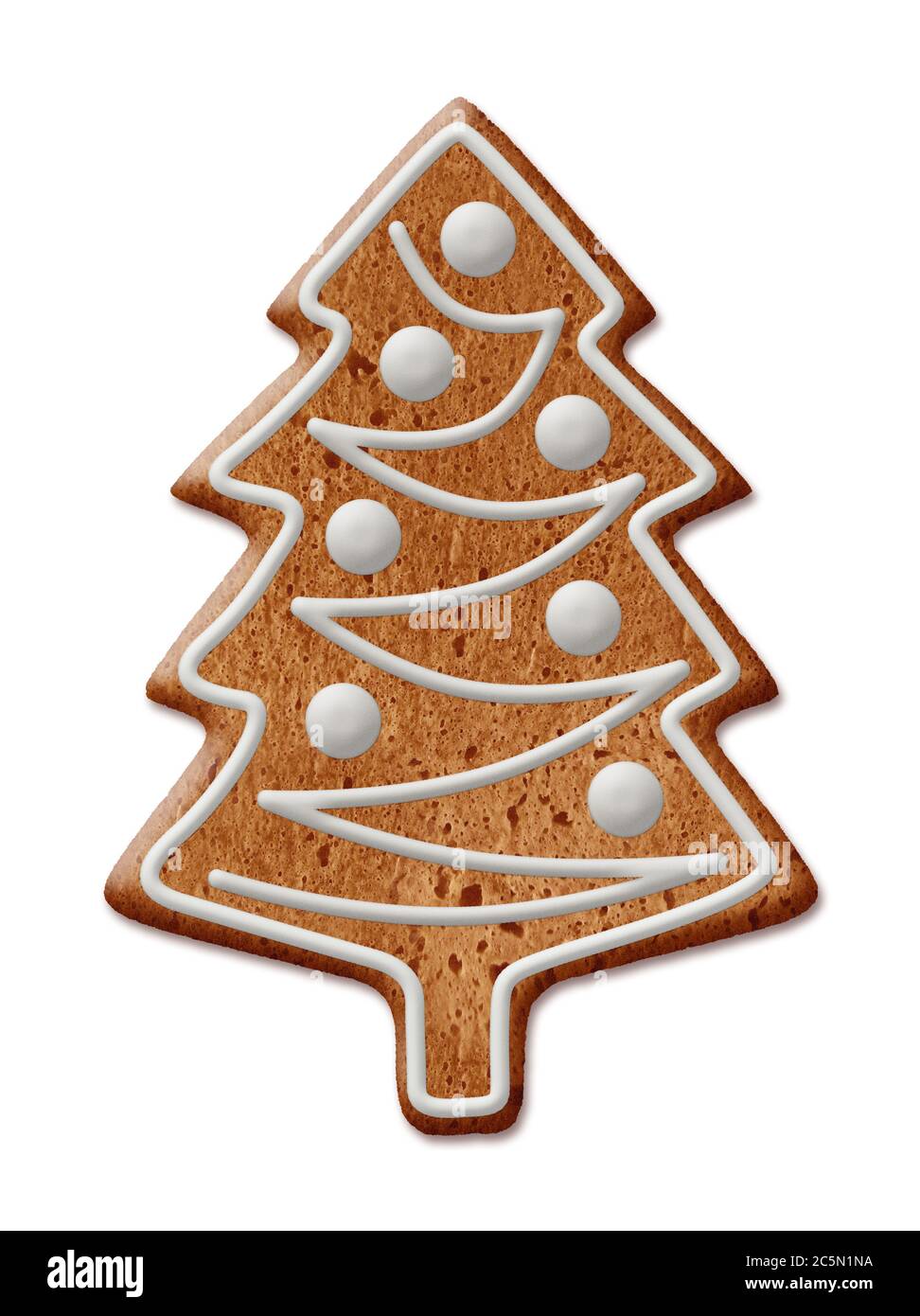 Christmas Fir Tree Cookies with shadow over white background Stock ...
