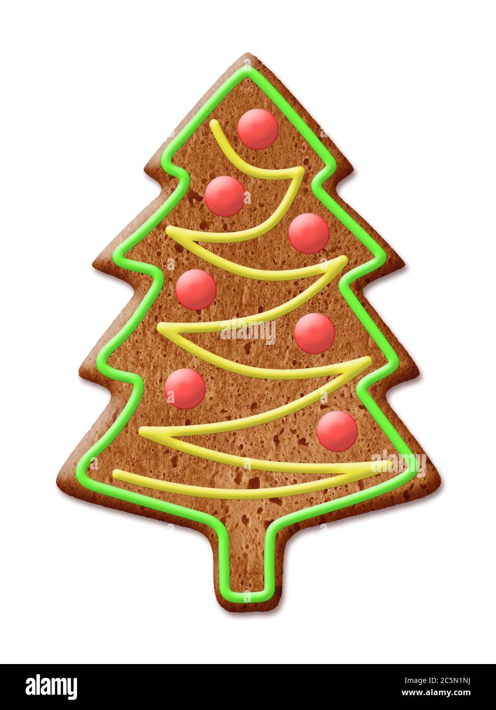 Christmas Fir Tree Cookies with shadow over white background Stock ...