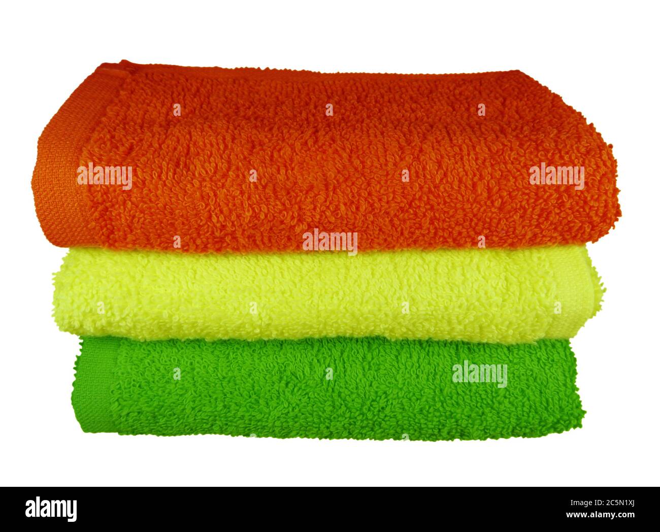 Colorful spa towels isolated on white background. Clipping Path ...