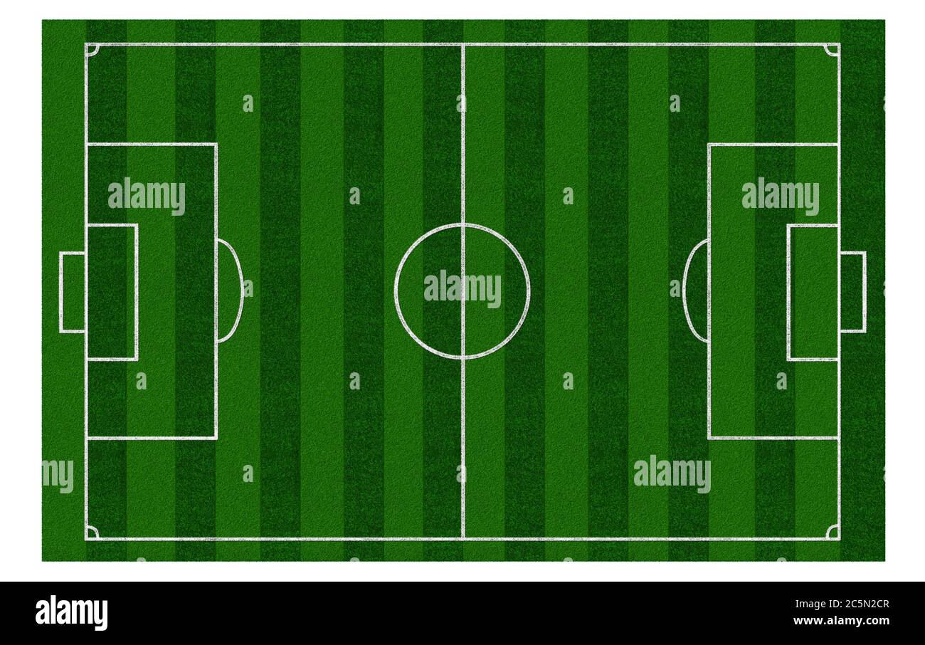 Football field striped with natural green grass isolated on white Stock ...