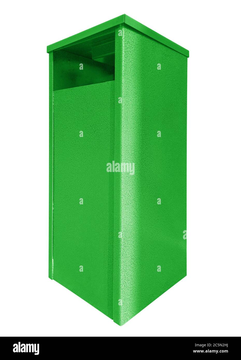 Green street garbage can isolated on white with Clipping Path Stock ...