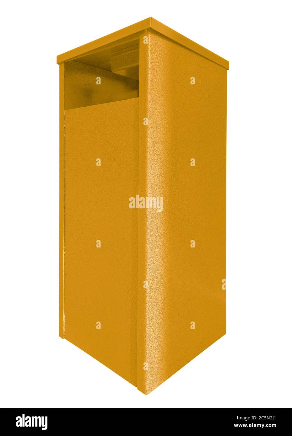 Yellow street garbage can isolated on white with Clipping Path Stock ...