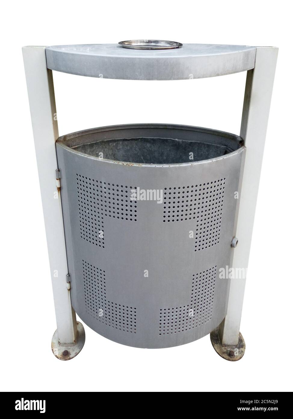 Black street garbage can isolated on white with Clipping Path Stock ...