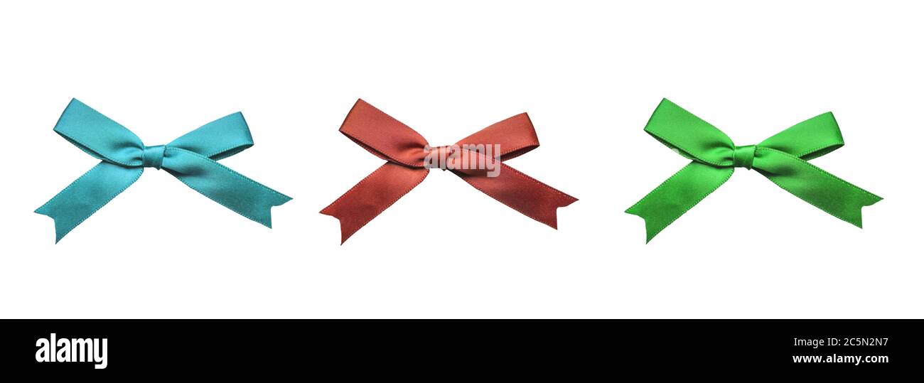 Ribbon bows of different colors isolated on white background Stock ...