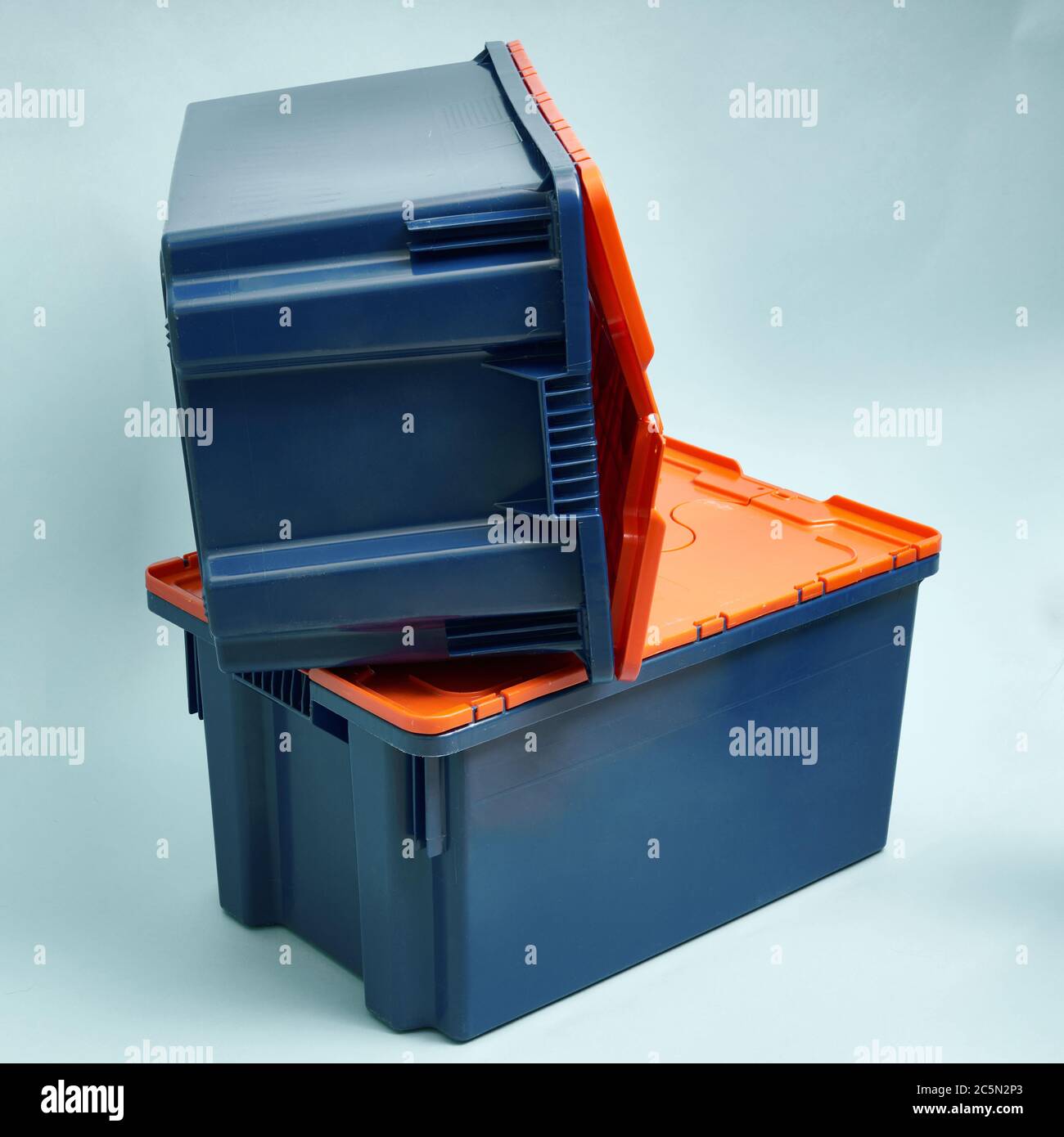 Plastic storage boxes. Boxes for the delivery of products. Orderly ...