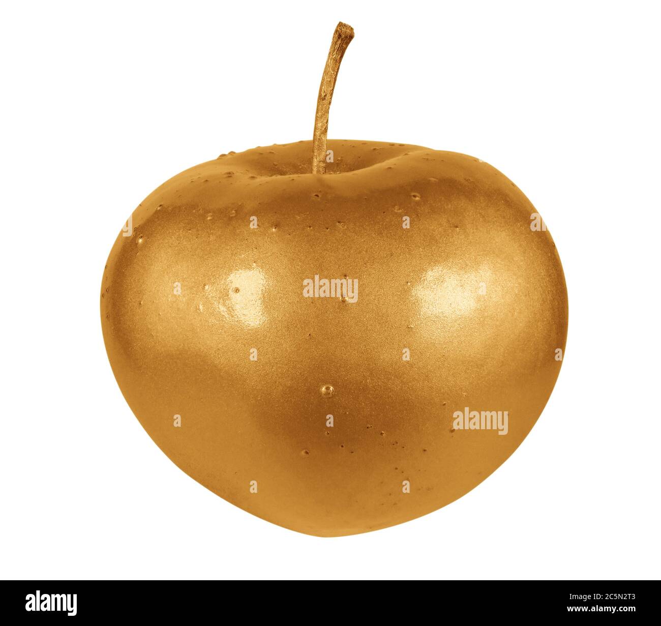 Gold apple isolated on white background with Clipping Path Stock Photo ...