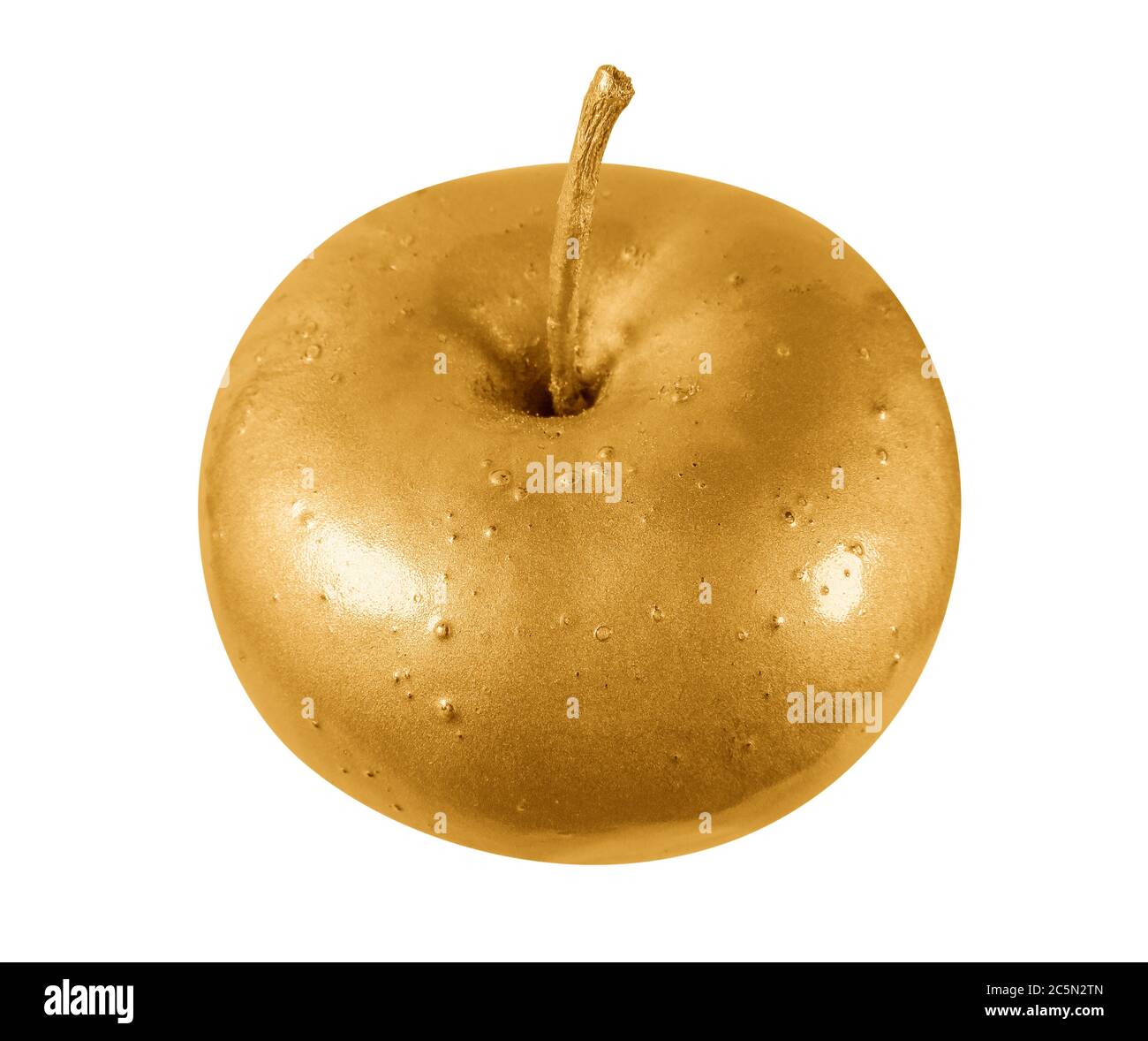 Gold apple isolated on white background with Clipping Path Stock Photo ...