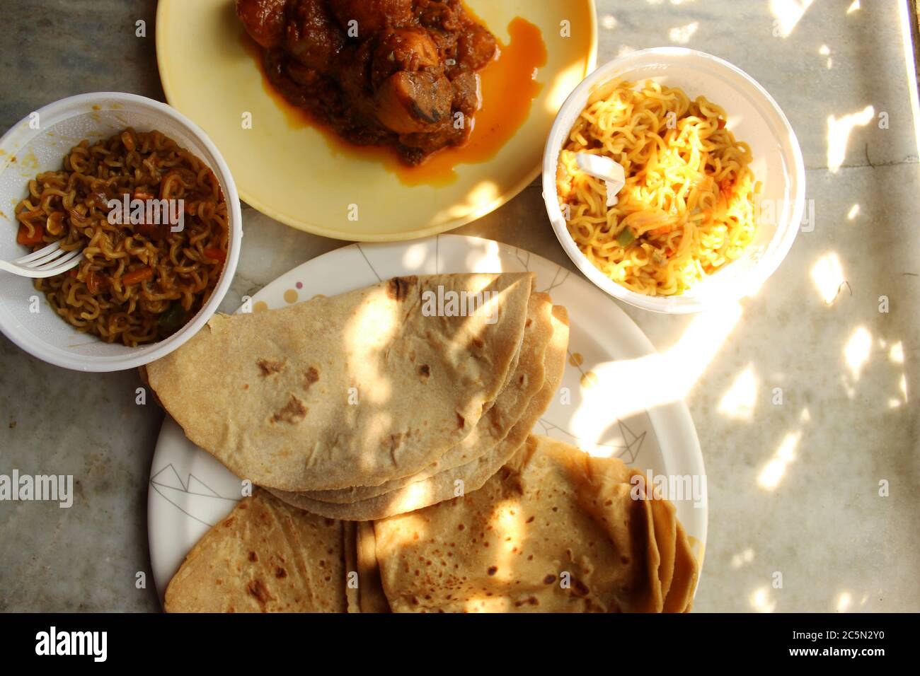 Indian Breakfast arrangement with 'Roti' and 'Paratha', made with Atta ...