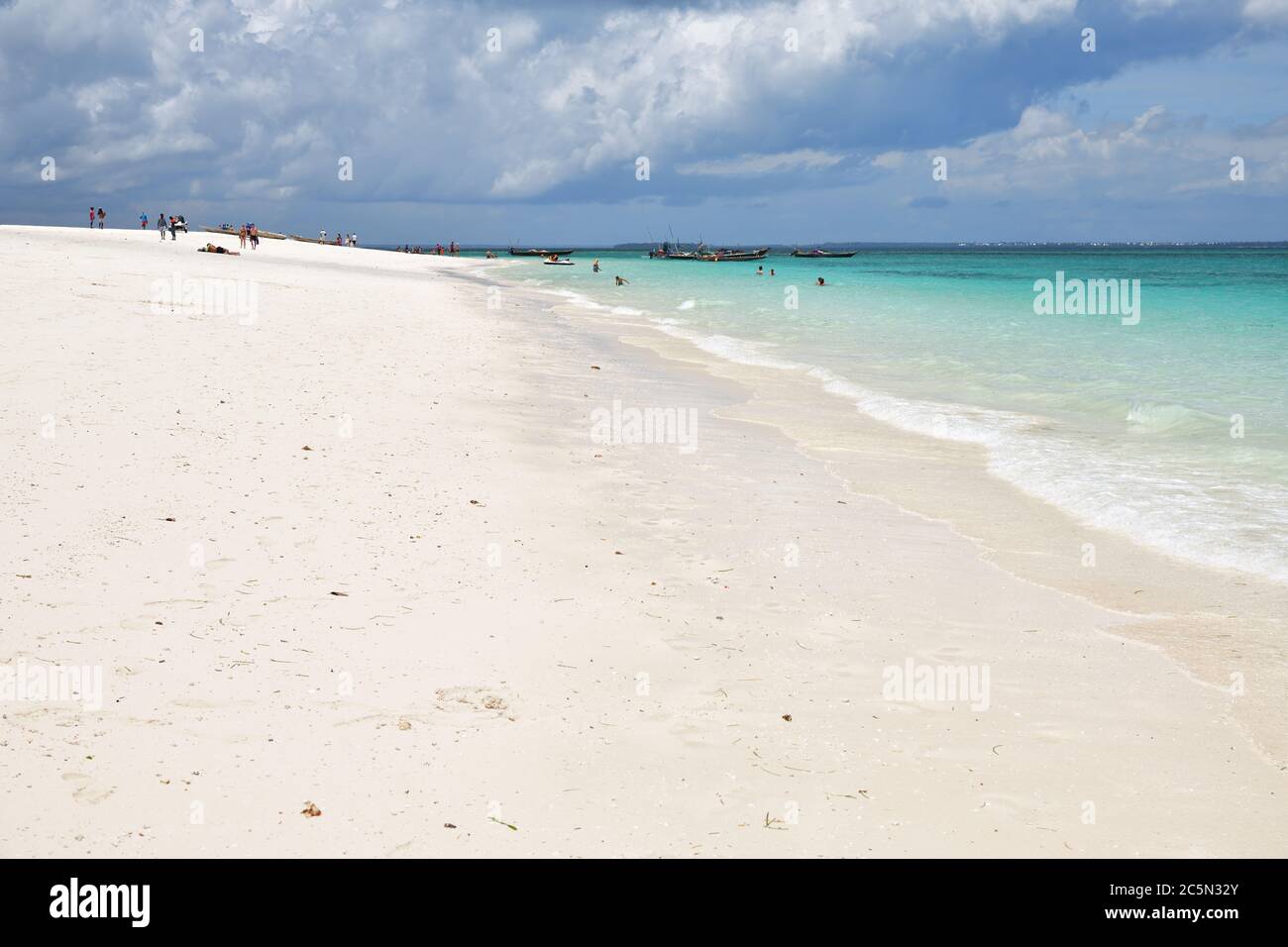Kendwa beautiful beach with white sand and blue water of the Indian ...