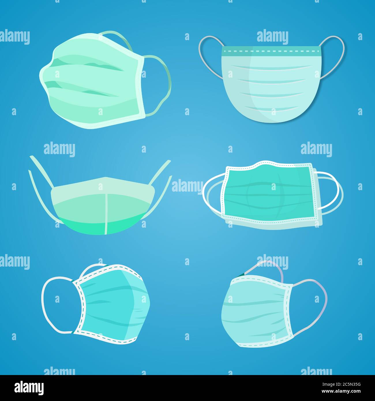 Set of breathing medical respiratory mask. Hospital or pollution ...