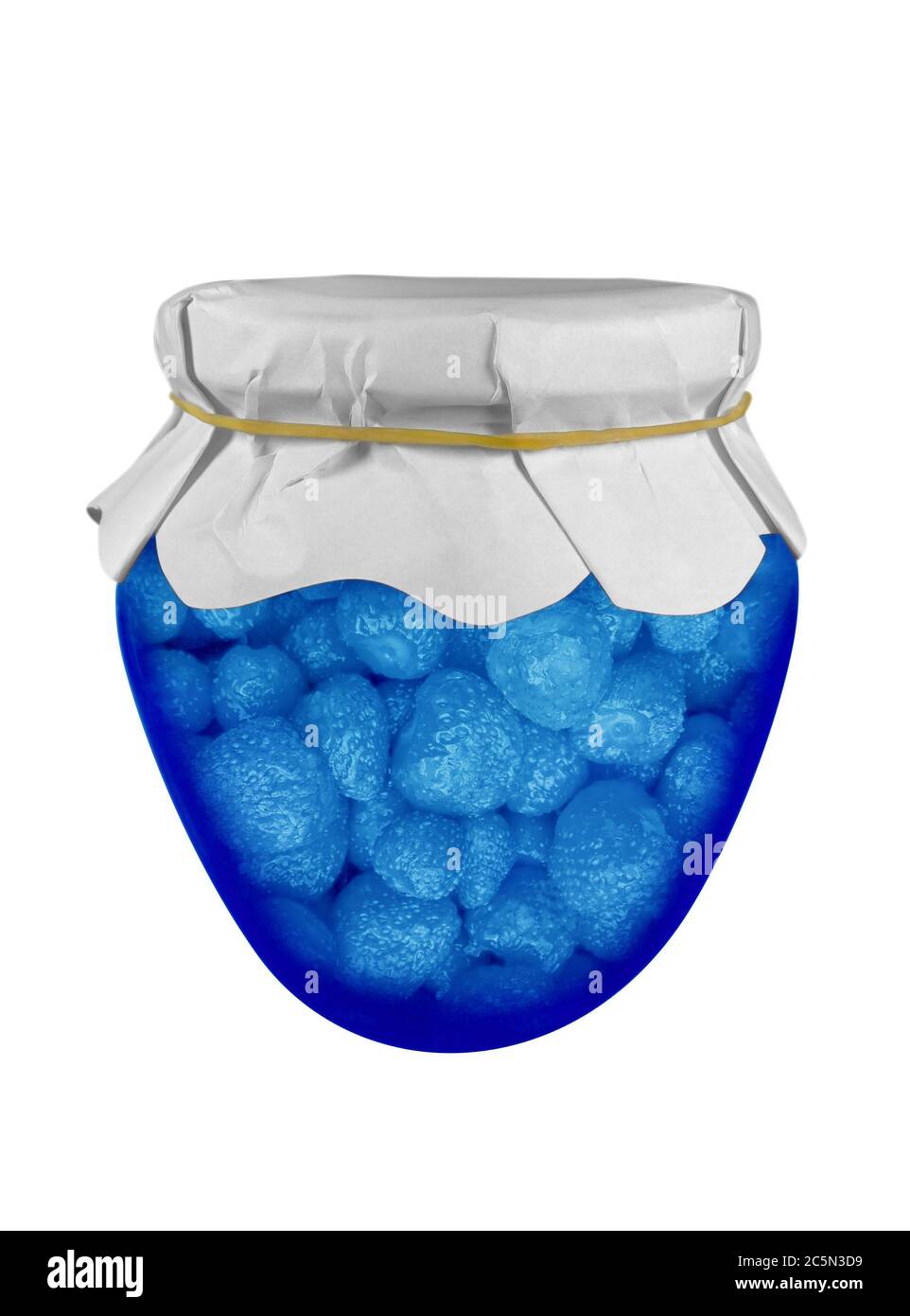 Light blue jam into jar isolated on white with Clipping Path Stock ...