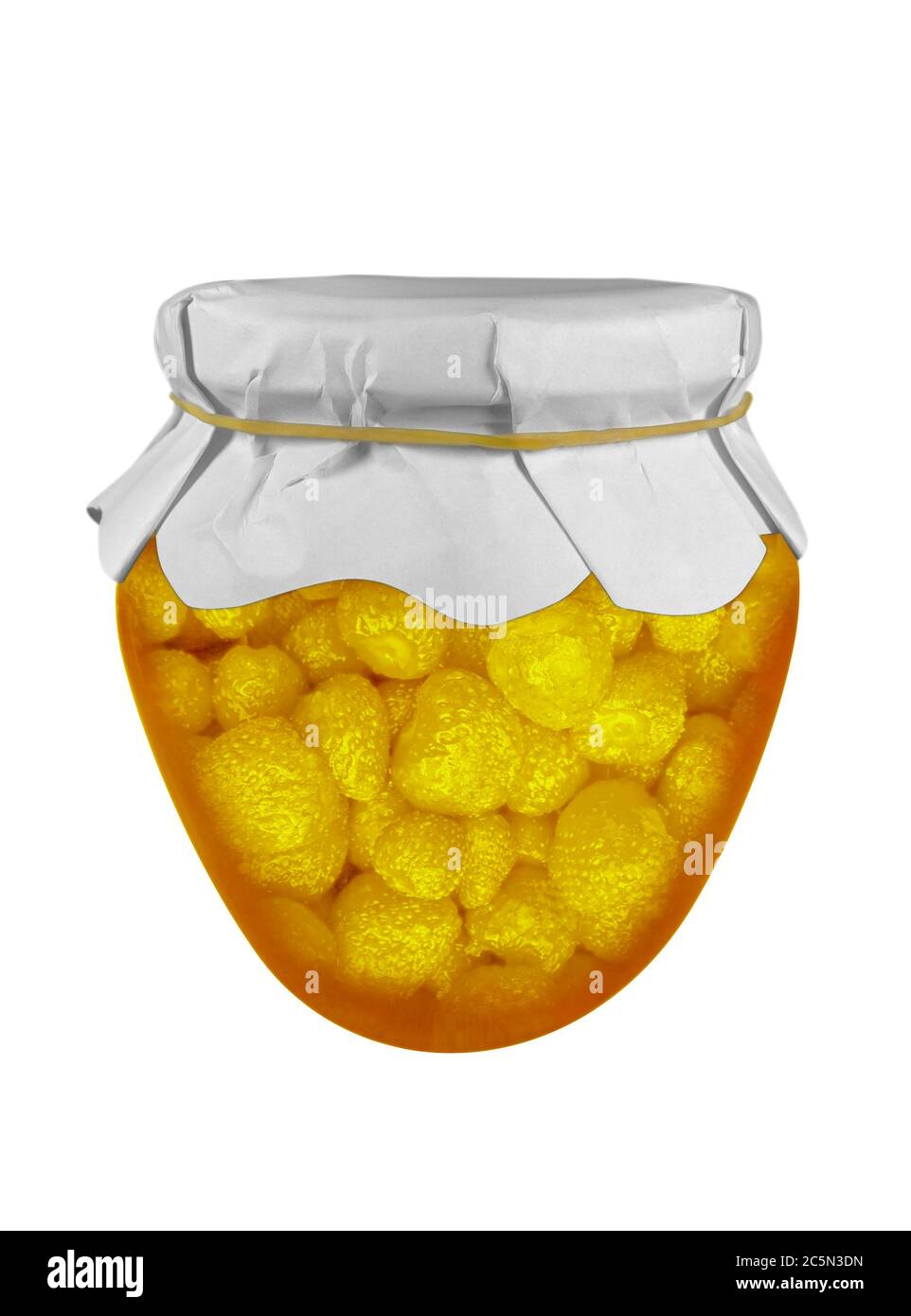 Yellow jam into jar isolated on white with Clipping Path Stock Photo ...