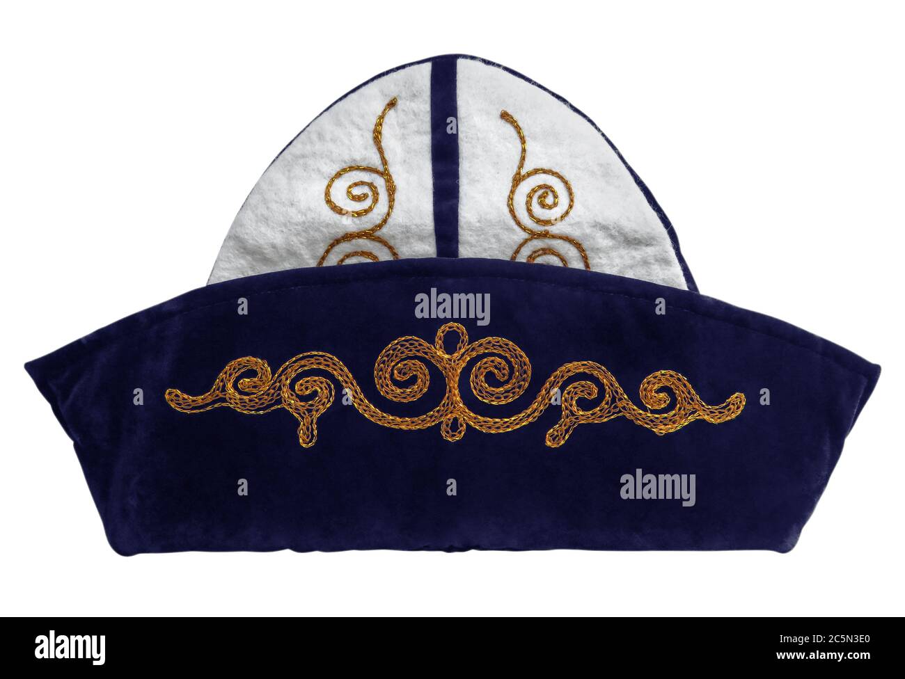 Kalpak - traditional Kazakh headwear isolated on white. Clipping path ...