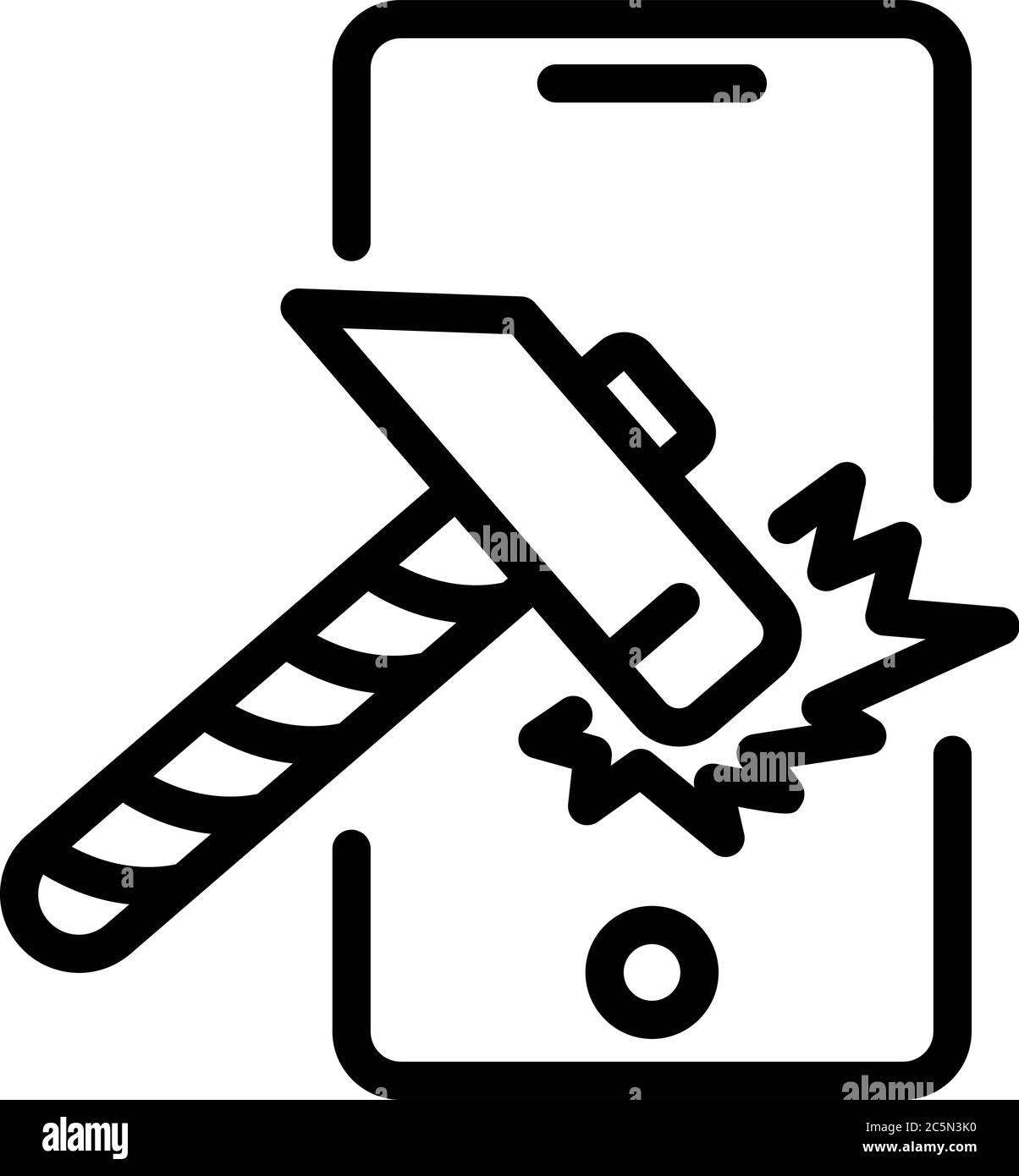 Screen and hammer icon, outline style Stock Vector Image & Art - Alamy