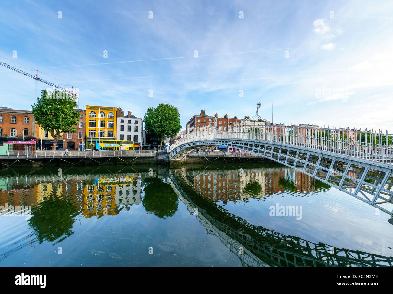 Dublin, Ireland - 25 July 2018: Ha'penny Bridge, pedestrian bridge in ...