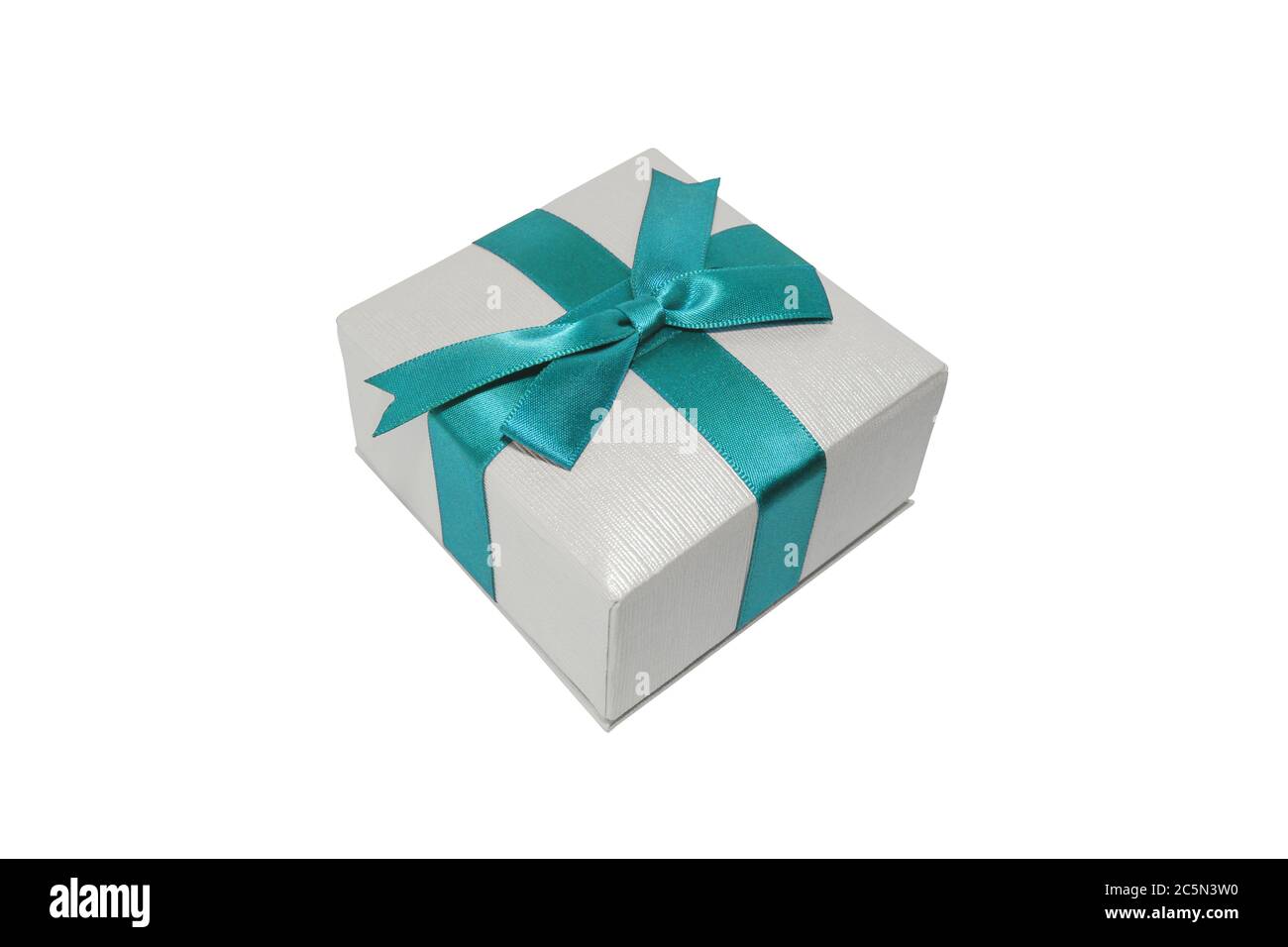 Small gift box with blue ribbon isolated on white background. Jewelry ...
