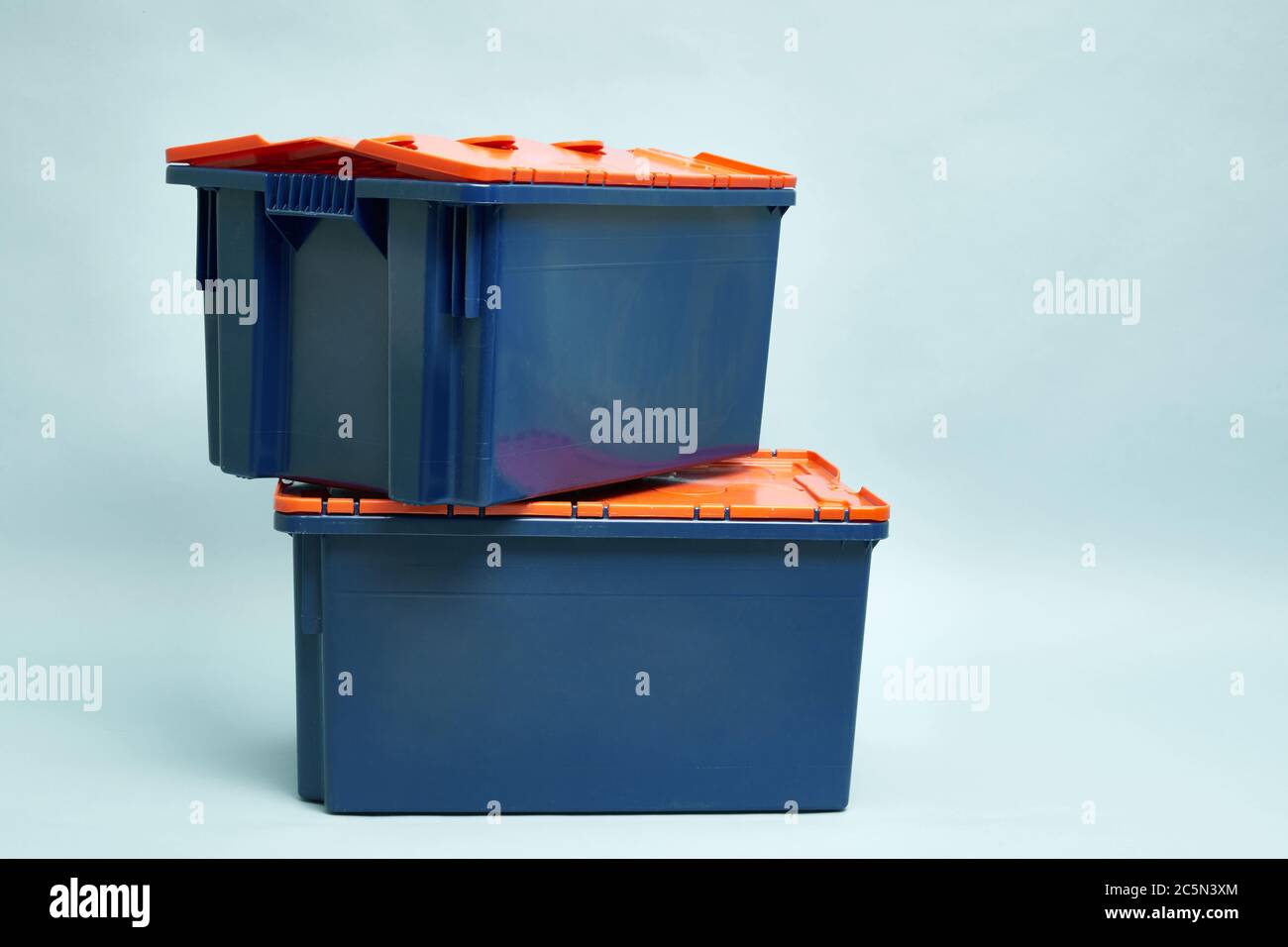 Plastic storage boxes. Boxes for the delivery of products. Orderly ...