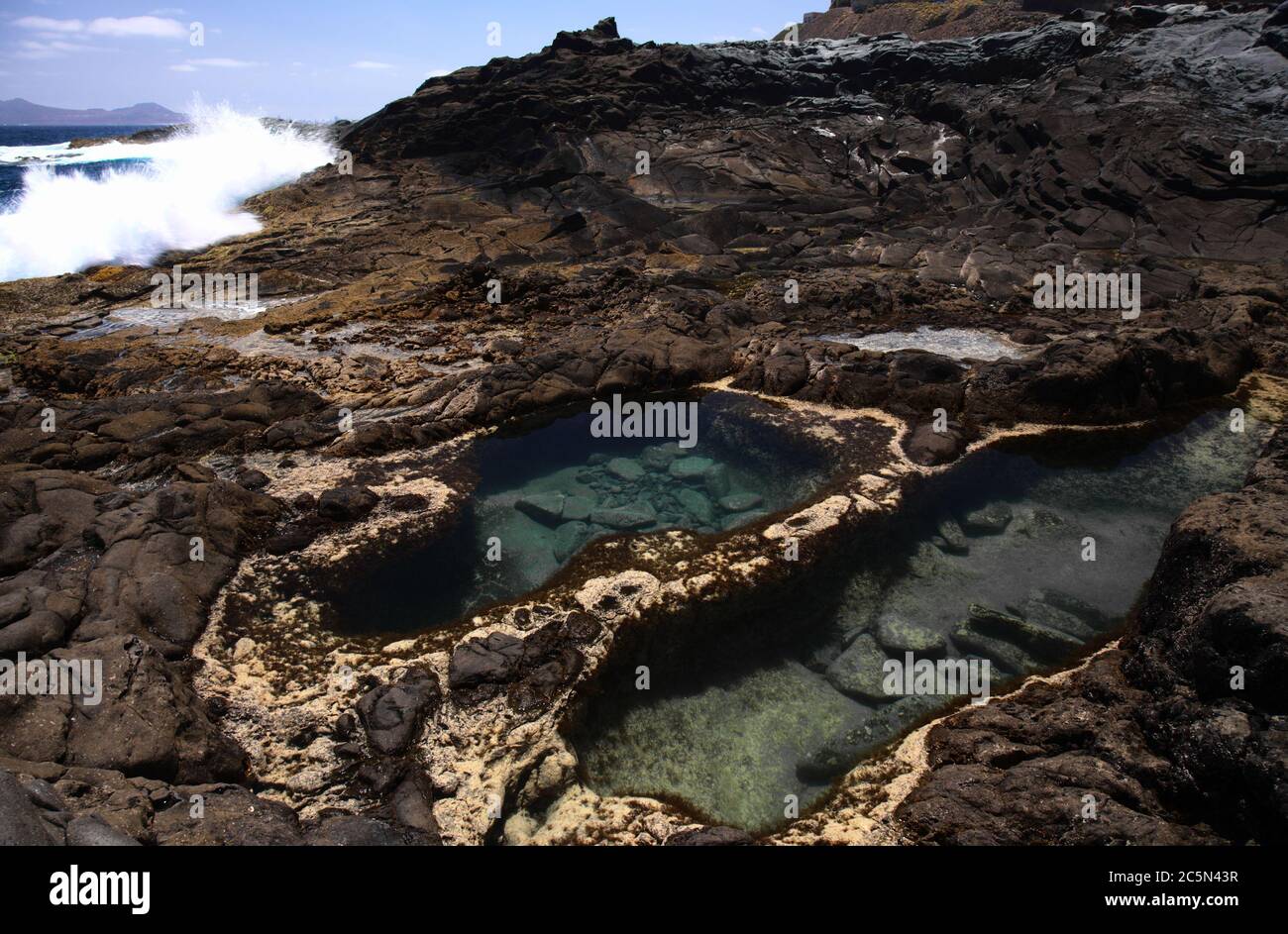 North coast of Gran Canaria, Canary Islands, natural swimming pools in ...