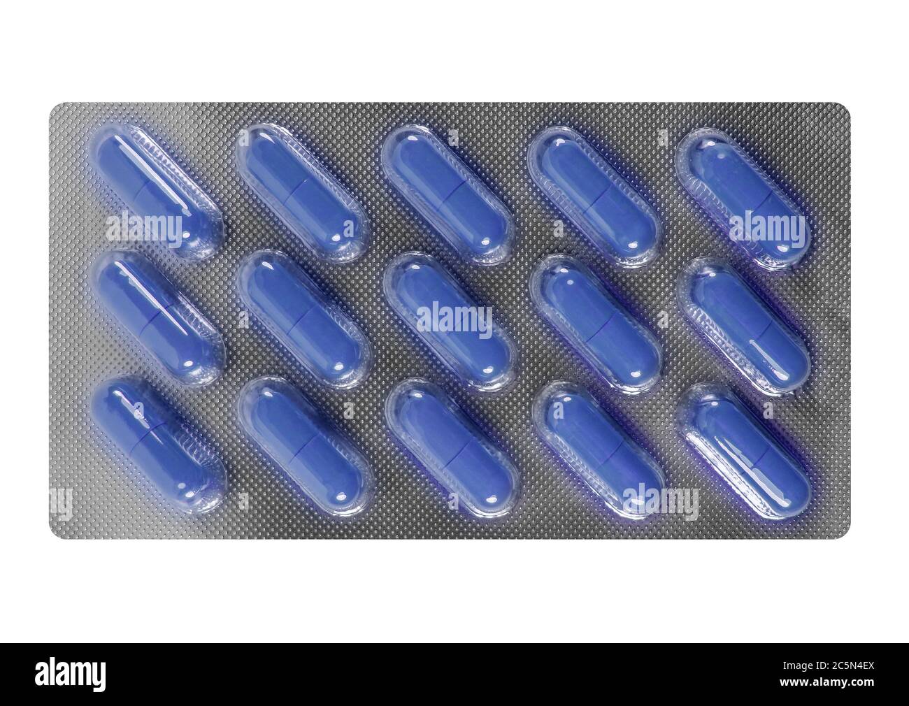 Pack of blue vitamins isolated on white background with Clipping Path ...