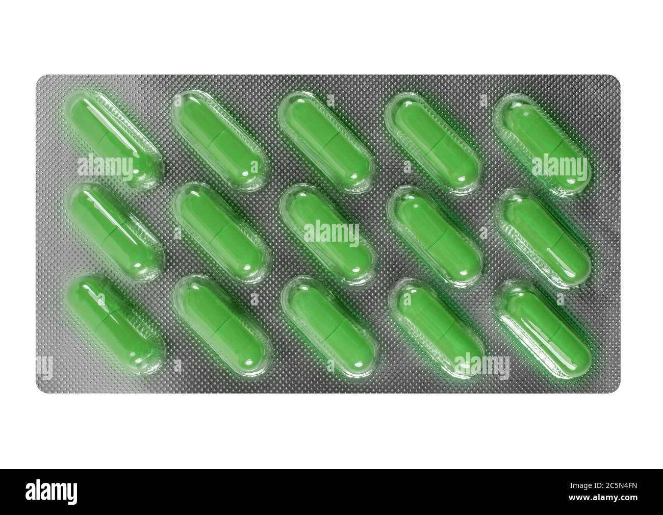 Pack of green vitamins isolated on white background with Clipping Path ...