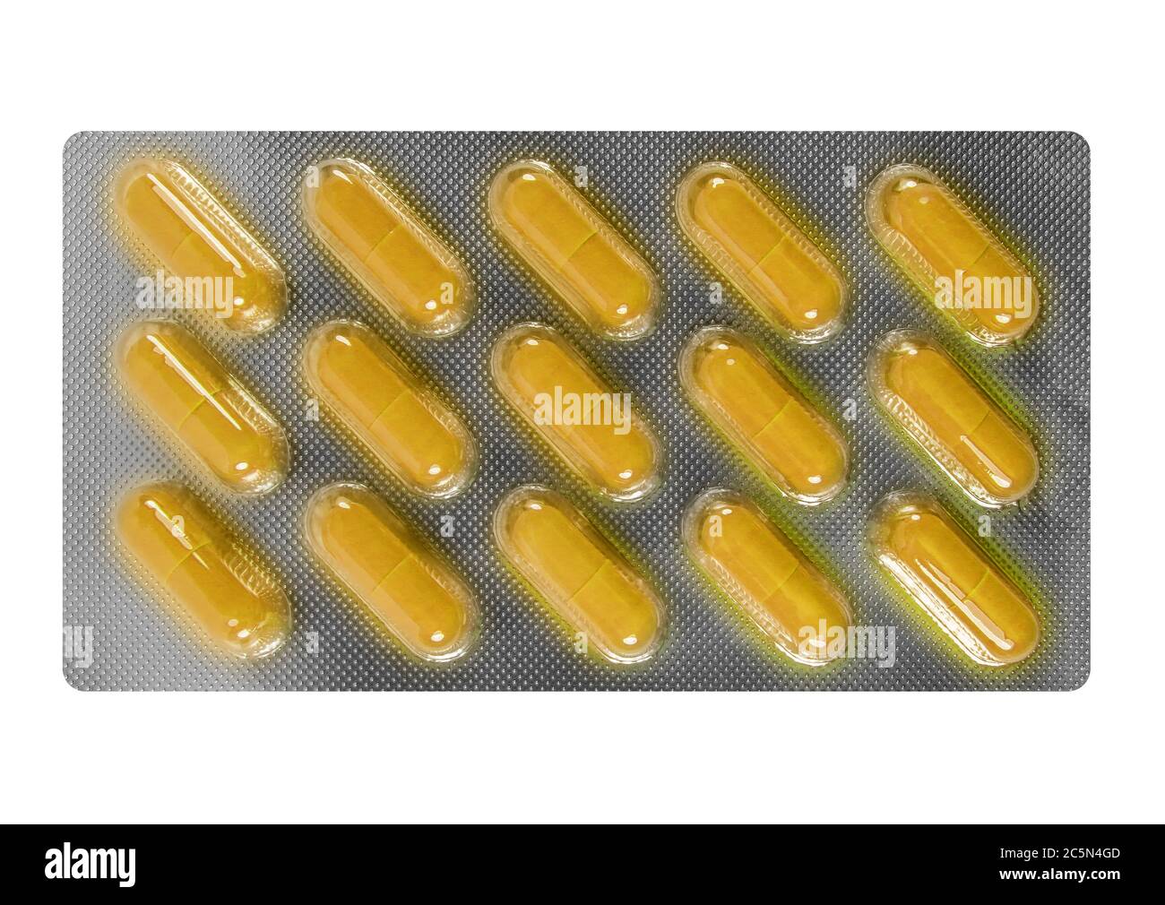 Pack of yellow vitamins isolated on white background with Clipping Path Stock Photo - Alamy
