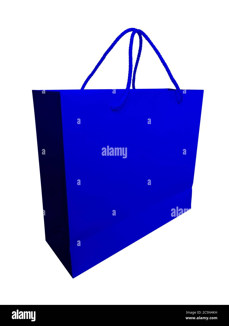 Blue paper bag isolated on white with Clipping Path Stock Photo - Alamy